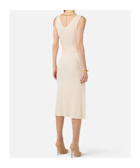 Elisabetta Franchi Embellished Openwork Knitted Dress