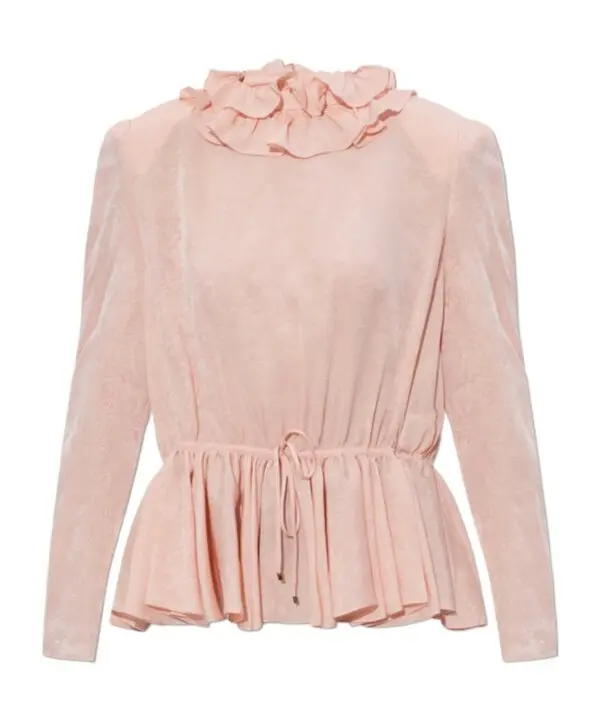 Chloé Ruffle Detailed Drawstring Top - Pink