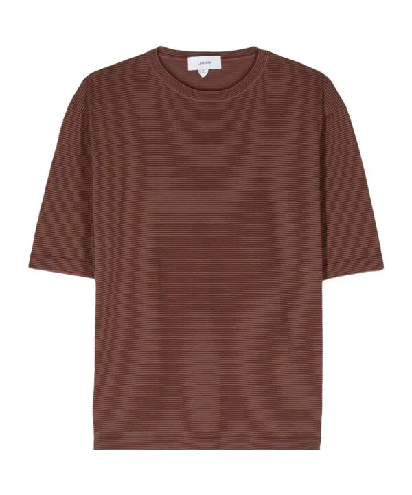 LARDINI Striped Knitted Crewneck T-shirt - Red