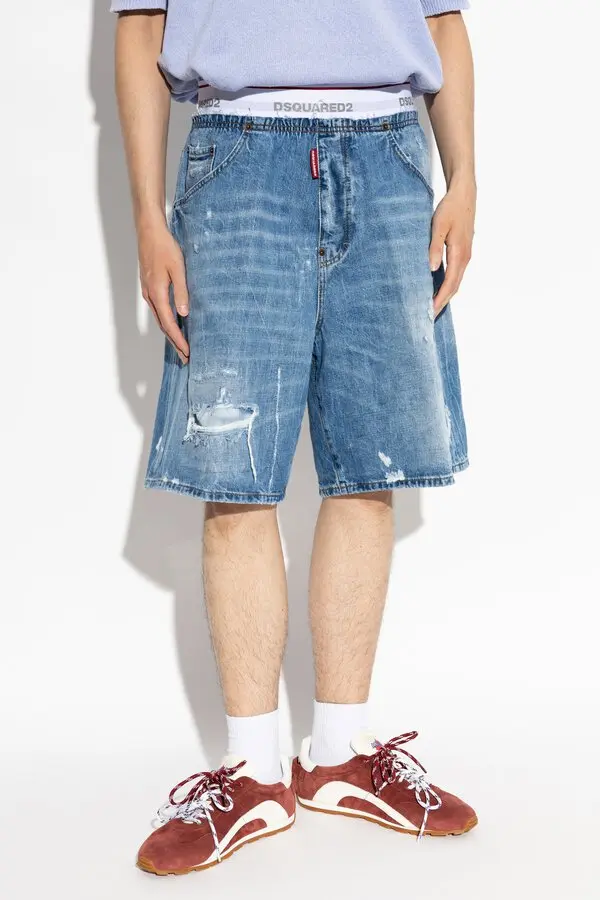 Dsquared2 Surfer Distressed Denim Bermuda Shorts