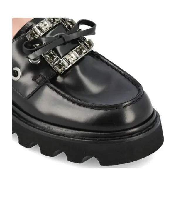 ROGER VIVIER Embellished Boat Loafers - Black