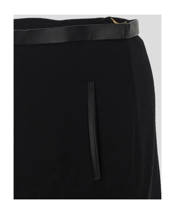 Saint Laurent Slit Detailed Belted Skirt
