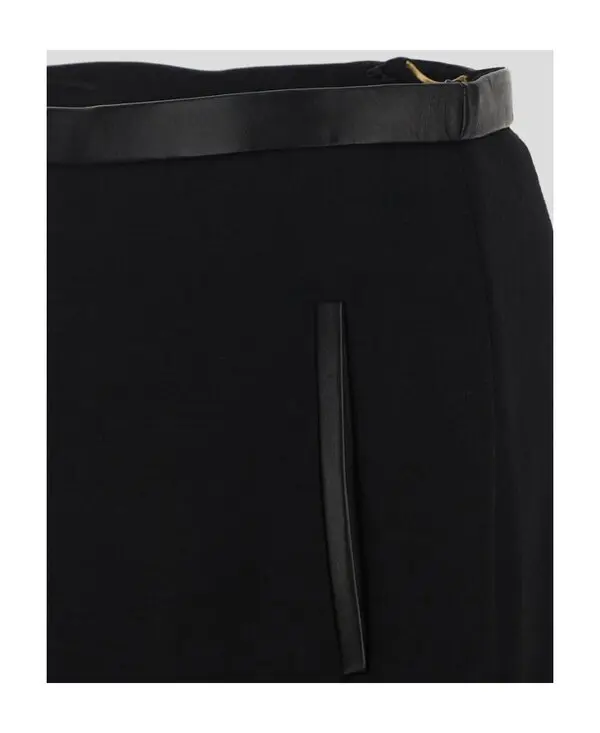 Saint Laurent Slit Detailed Belted Skirt