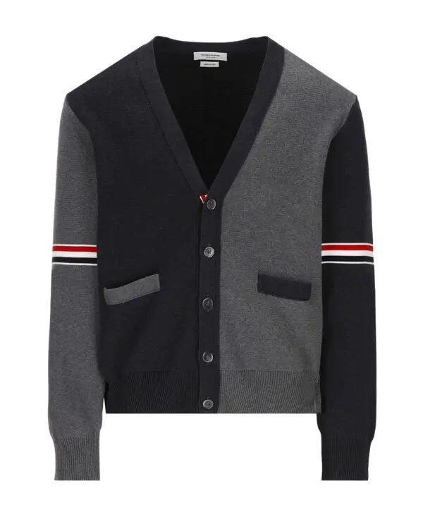 Thom Browne Color-block Buttoned Cardigan With Iconic Placket