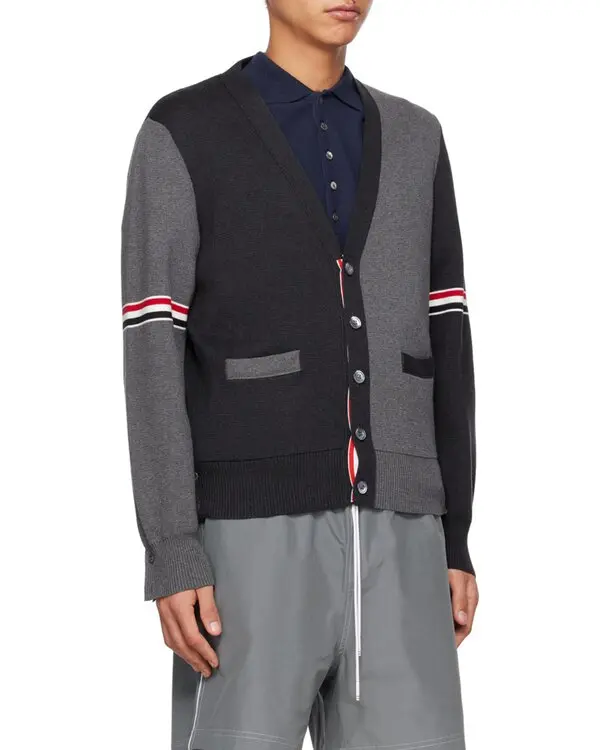 Thom Browne Color-block Buttoned Cardigan With Iconic Placket