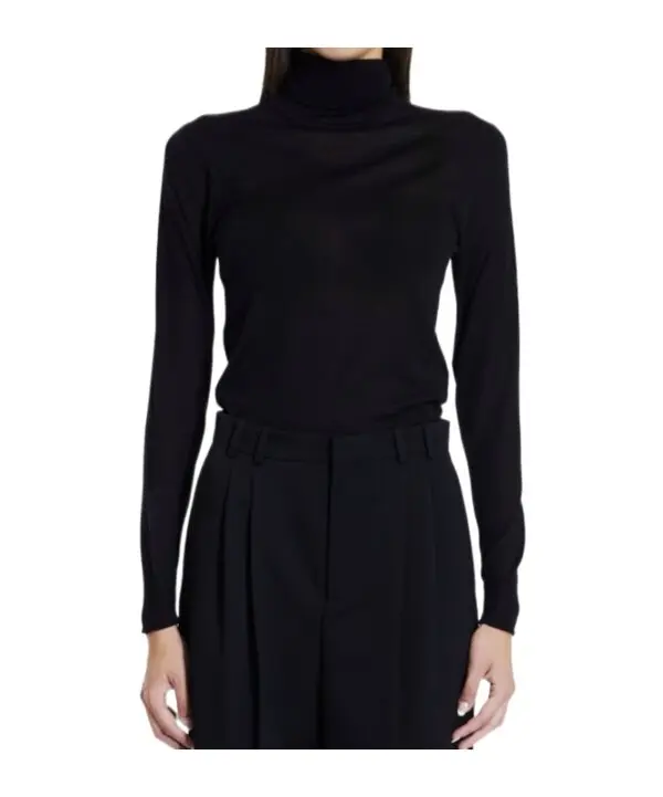 Saint Laurent Cassandre Turtleneck Long-sleeved Jumper - Black