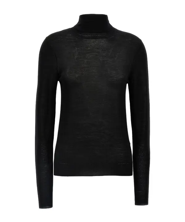 Saint Laurent Cassandre Turtleneck Long-sleeved Jumper - Black