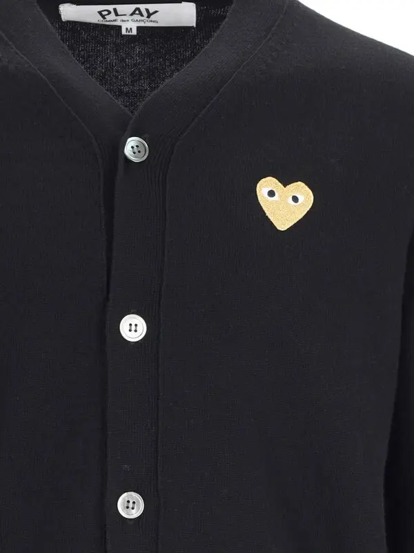 Play Comme Des Garcon Logo Patch Knitted Cardigan