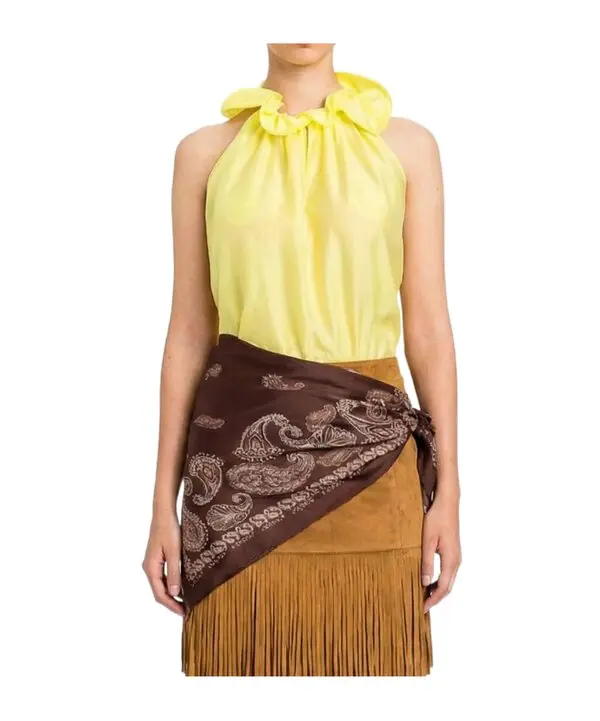 TWINSET Sleeveless Ruffled Halter Top - Brown