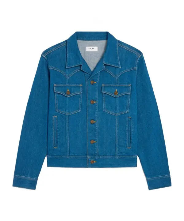 Celine Trucker Jacket In Cotton Denim - Blue