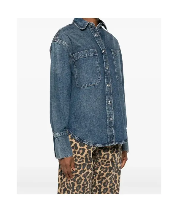 ANINE BING Dante Long Sleeved Oversized Shirt - Blue