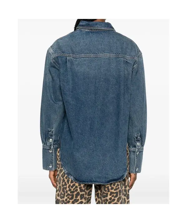ANINE BING Dante Long Sleeved Oversized Shirt - Blue