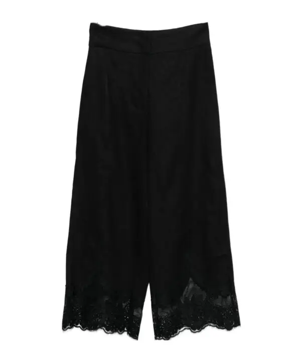 TWINSET Cropped Trousers With Lace Trim