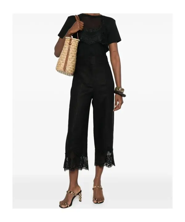 TWINSET Cropped Trousers With Lace Trim