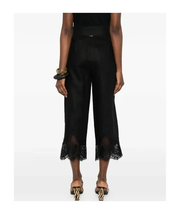 TWINSET Cropped Trousers With Lace Trim