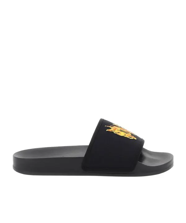 Palm Angels Flame Monogram Printed Round Toe Slides