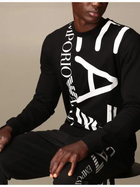 EA7 Logo Print Crewneck Sweatshirt