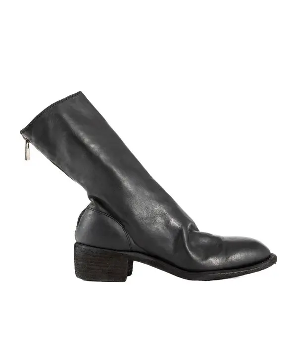 Guidi Round-head Short Boots With Rear Zipper - Black