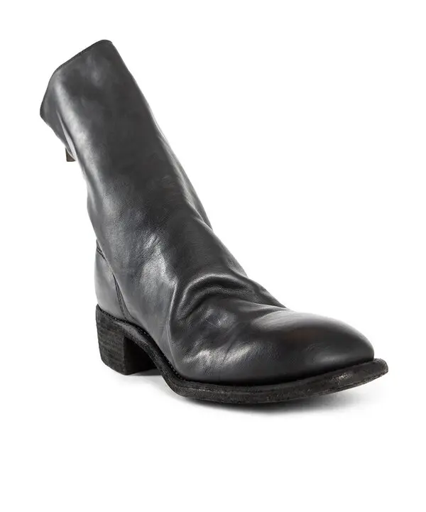 Guidi Round-head Short Boots With Rear Zipper - Black