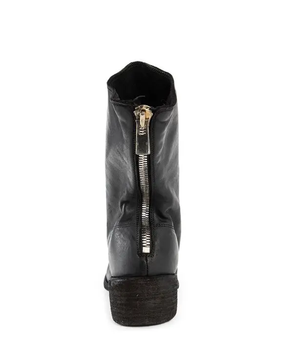 Guidi Round-head Short Boots With Rear Zipper - Black