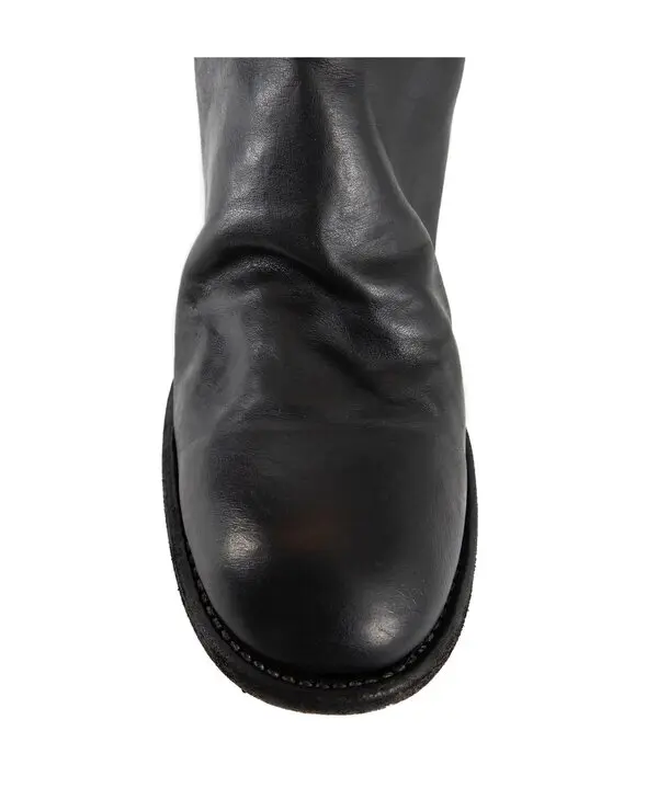 Guidi Round-head Short Boots With Rear Zipper - Black