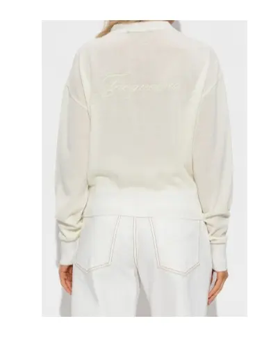 Jacquemus Logo Embroidered V-neck Cardigan - Cream