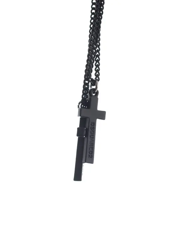 Dsquared2 Layered Cross Pendant Necklace - Gray