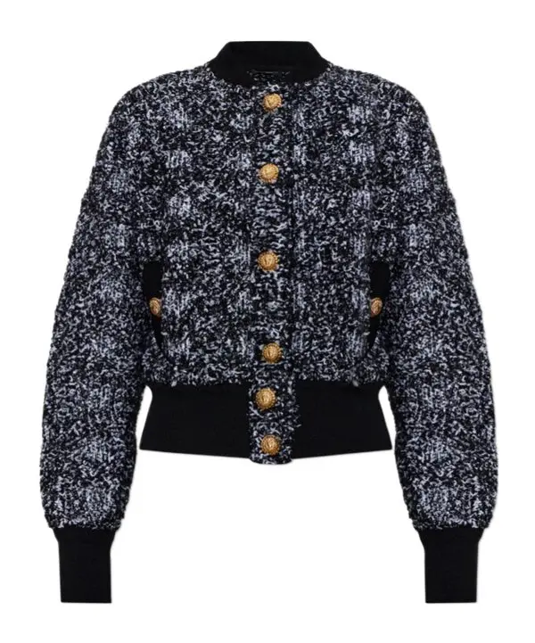 Balmain Textured Tweed Jacket With Button Closure