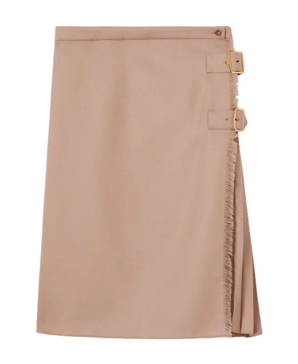 Burberry Frayed Detail Pleated Skirt