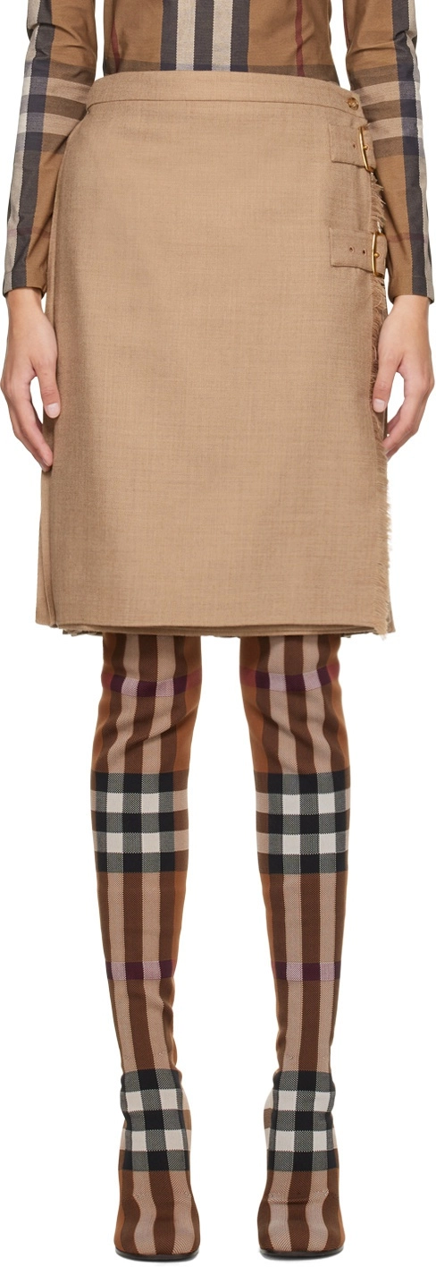 Burberry Frayed Detail Pleated Skirt