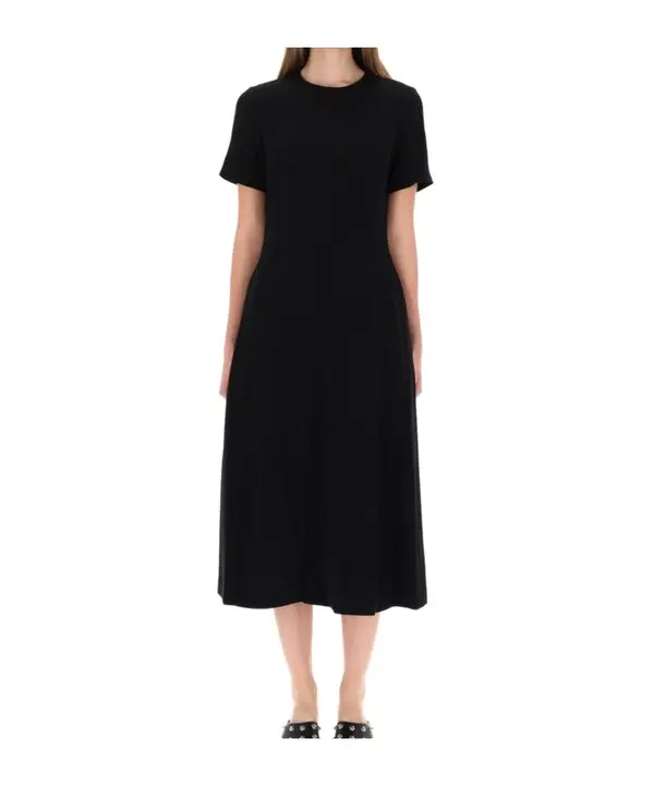 Theory Crepe Flared Hem Midi Dress