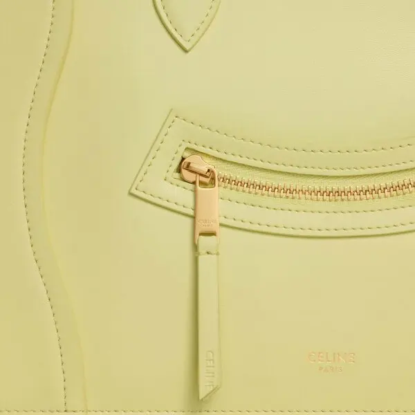 Celine Medium Pouch In Glossy Calfskin - Citrus