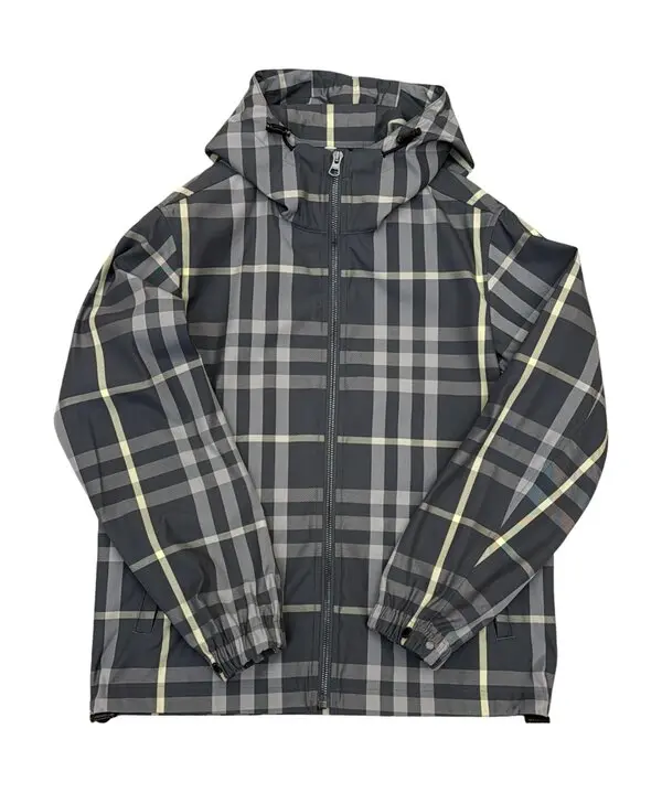 Burberry Checked Hooded Jacket - Black