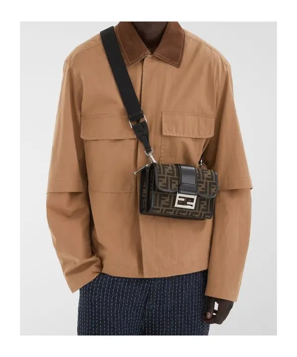 Fendi Double Baguette Ff Jacquard Shoulder Bag - Brown