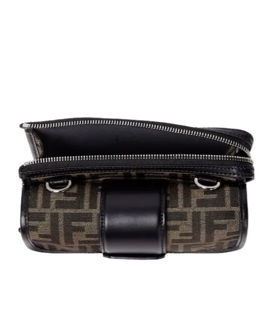Fendi Double Baguette Ff Jacquard Shoulder Bag - Brown