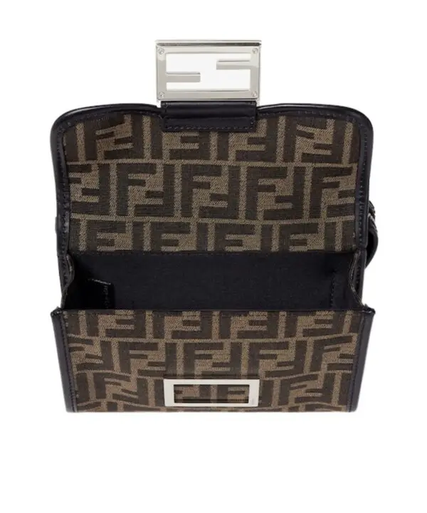 Fendi Double Baguette Ff Jacquard Shoulder Bag - Brown