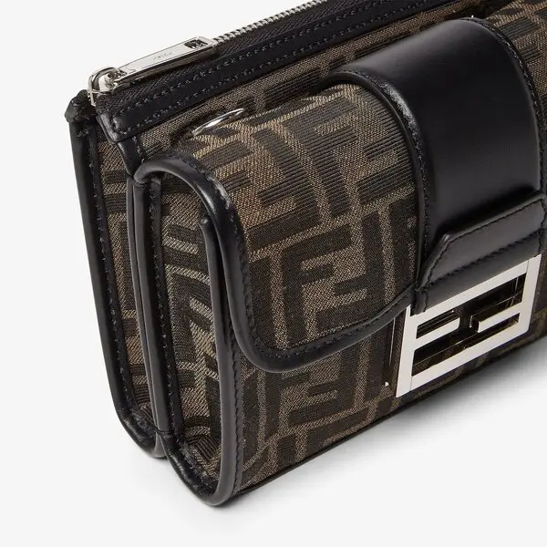 Fendi Double Baguette Ff Jacquard Shoulder Bag - Brown
