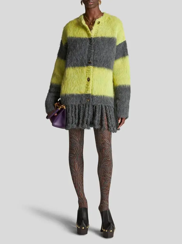 Etro Crewneck Long-sleeved Cardigan With Tassel Detail