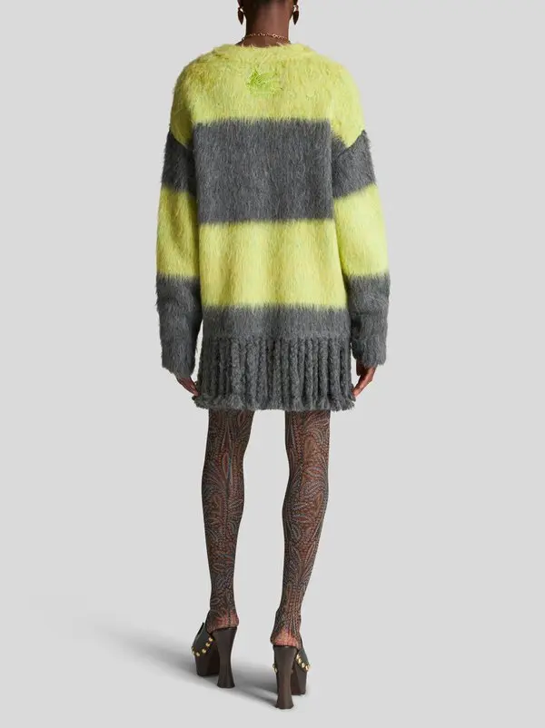 Etro Crewneck Long-sleeved Cardigan With Tassel Detail