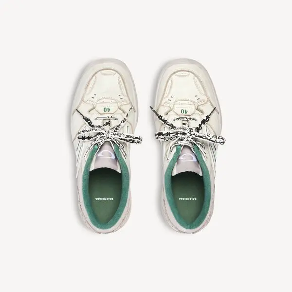 Balenciaga Hamptons Medium Distressed Sneakers - Beige/green