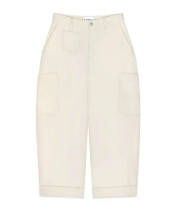 Givenchy Cocoon Cropped Cargo Pants In Cotton And Wool - Ivory