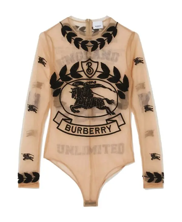 Burberry Graphic Embroidered Sheer Bodysuit