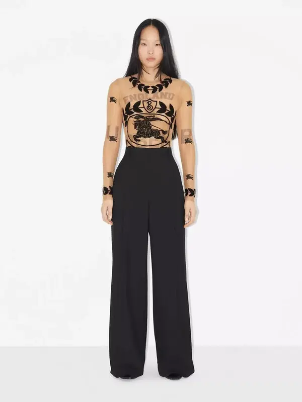 Burberry Graphic Embroidered Sheer Bodysuit
