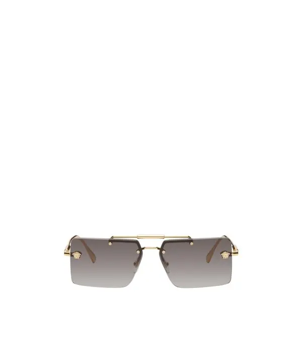 Versace Rimless Sunglasses With Medusa Hardware - Gray