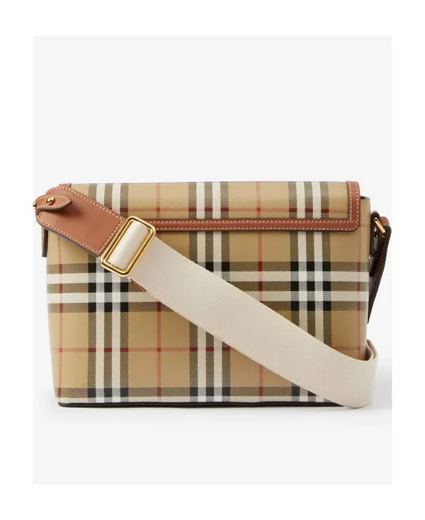 Burberry Checked Leather Crossbody Bag - Yellow