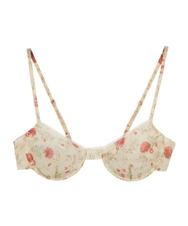 Prada Allover Floral Printed Bra - Red