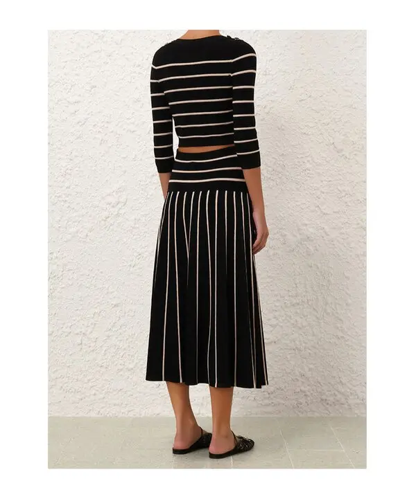 Zimmermann Striped Knit Skirt - Black/cream
