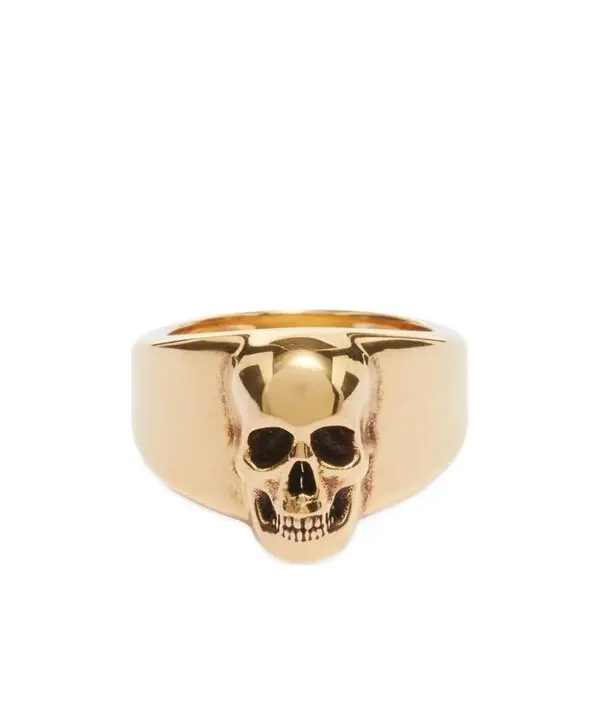 Alexander McQueen Skull Signet Ring - Yellow