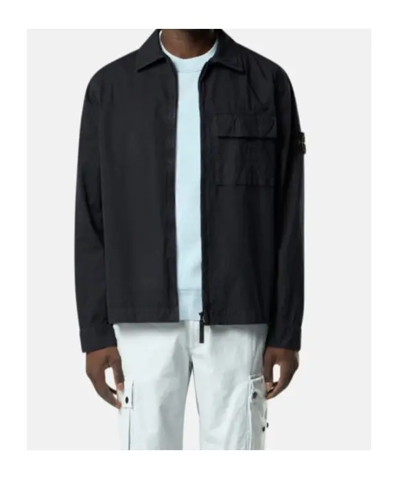 Stone Island Logo Patch Pocket Detail Shirt - Blue