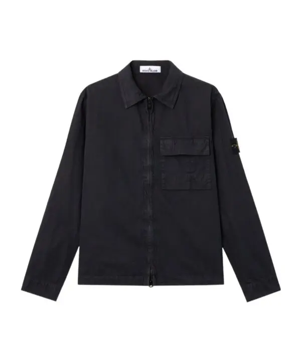 Stone Island Logo Patch Pocket Detail Shirt - Blue